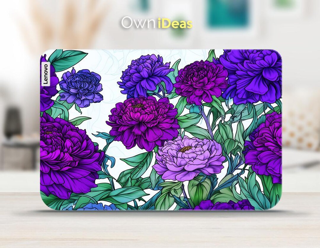 Lenovo Thinkpad E16 Laptop Decal Purple Flower Design Custom Gift Vinyl ...