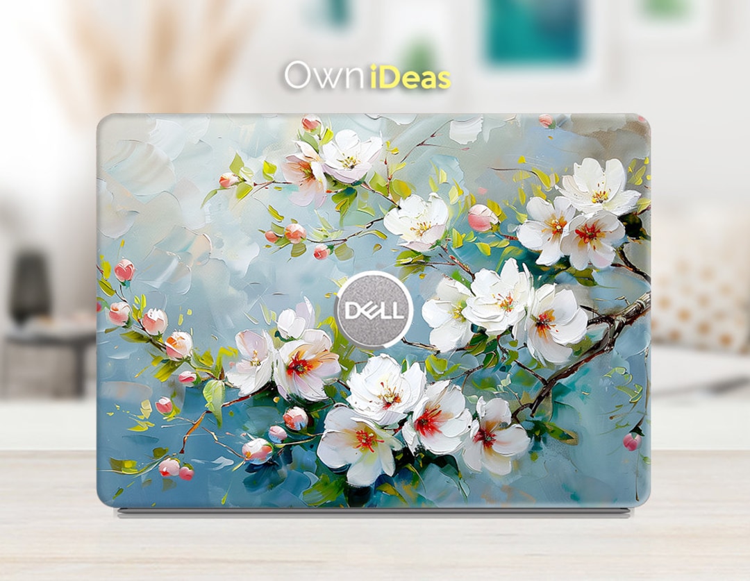 Dell Laptop Sticker White Flower Aesthetic Design Personalized Gift ...
