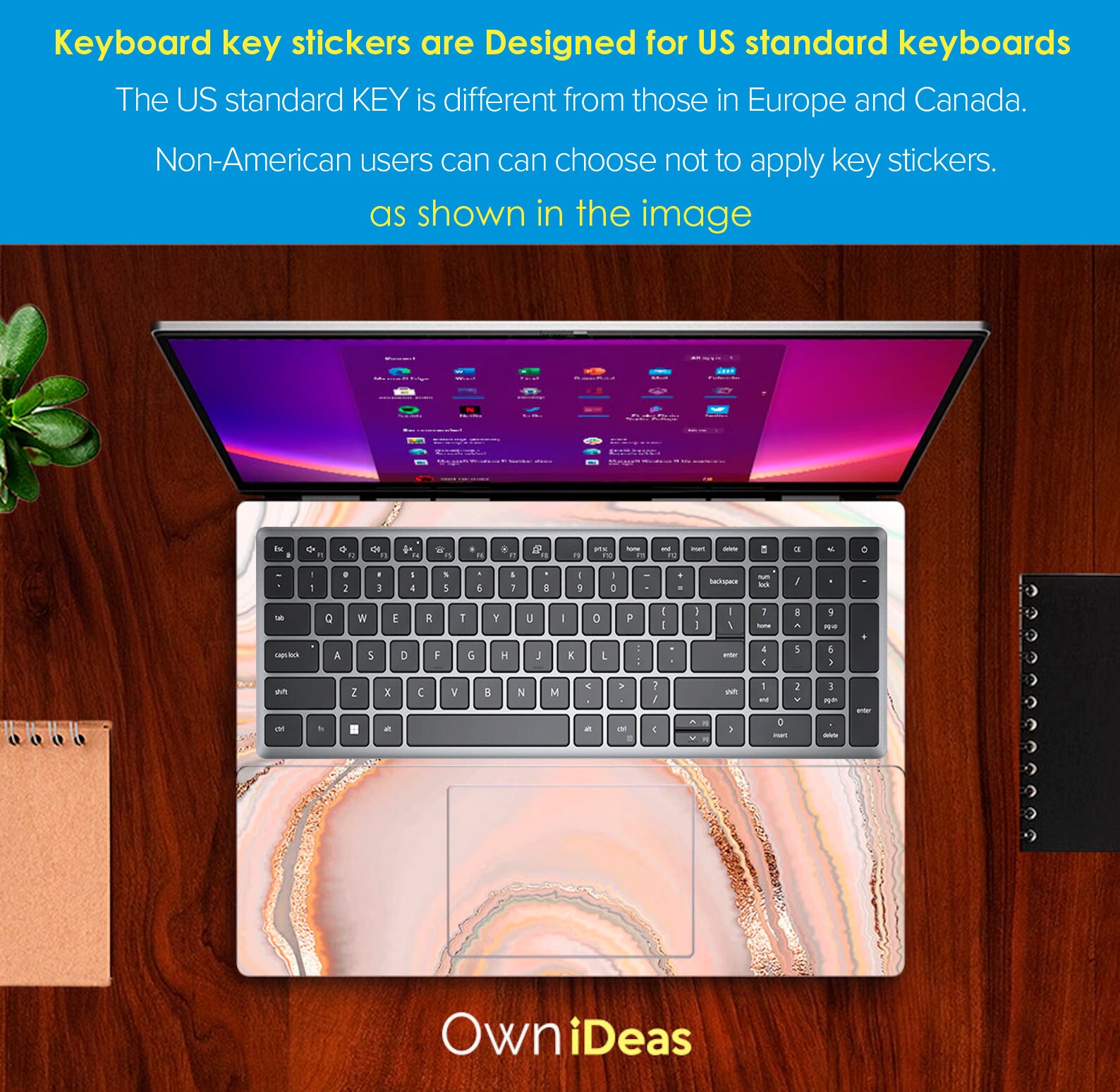 Hp Omen Skin 2-in-1 Laptop Pink Marble Texture Cute Decal Personalized ...
