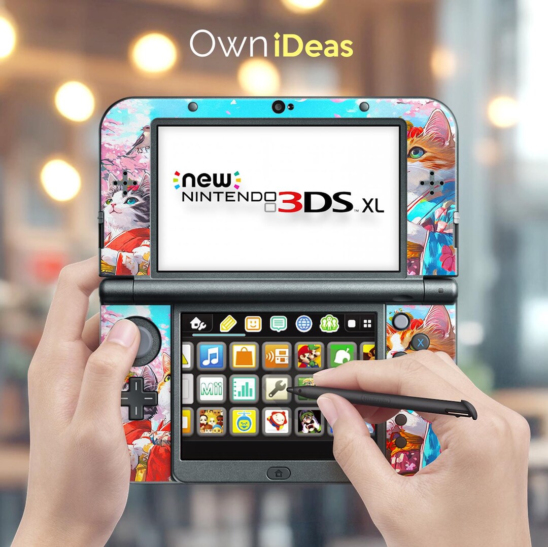 Custom Nintendo 3ds Xl Gaming Skin With Clear Case Kimono Cat Design ...