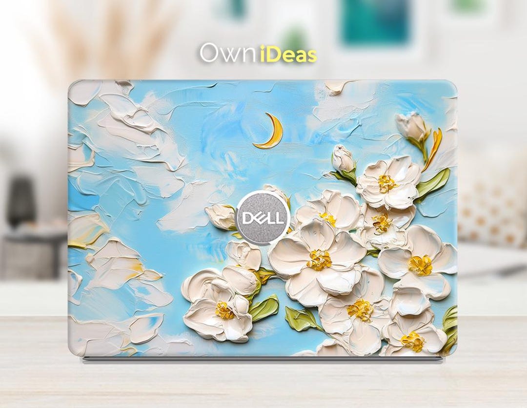 Dell Laptop Protective Film White Flower Design Personalized Gift for ...