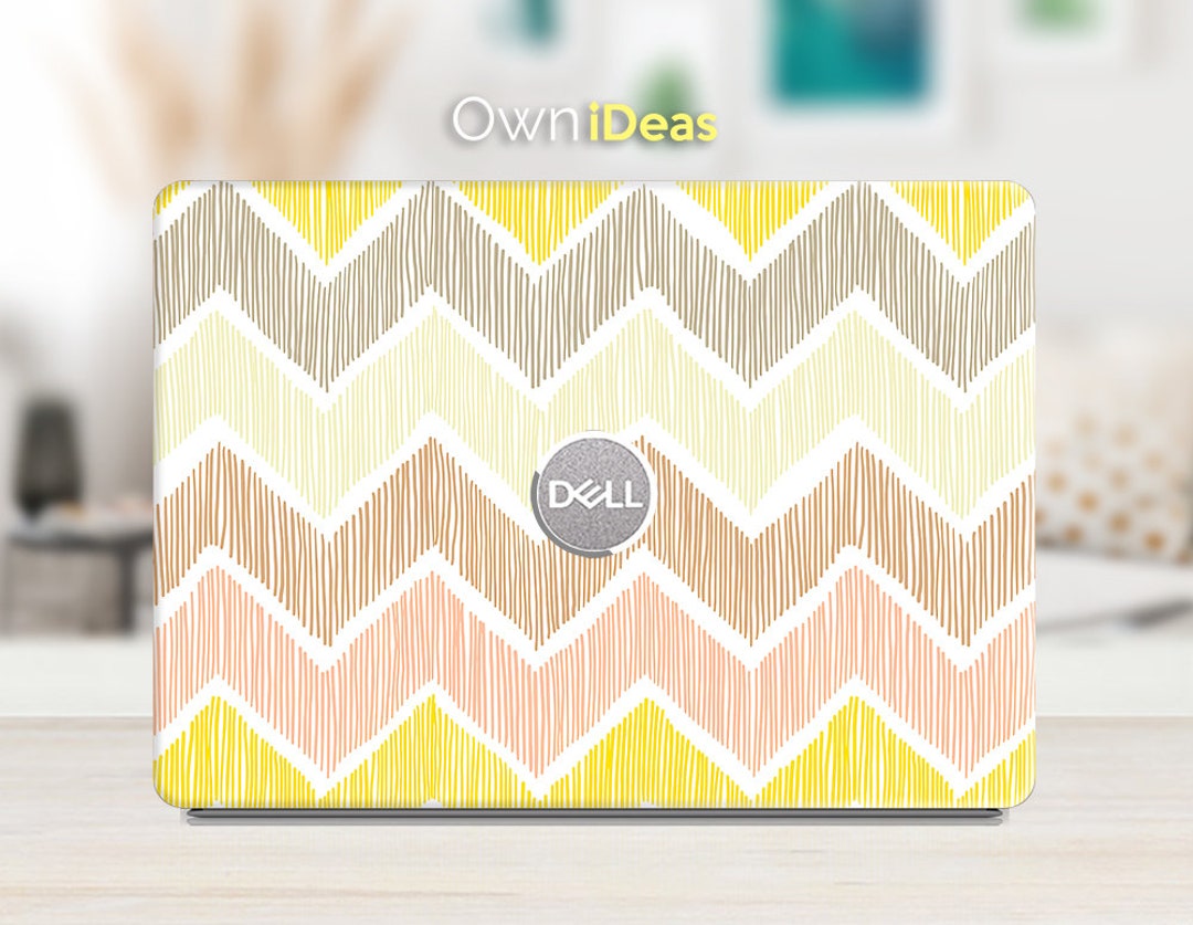 Dell Keyboard Stickers Protector Decal Skin Yellow Wavy Stripes Design ...