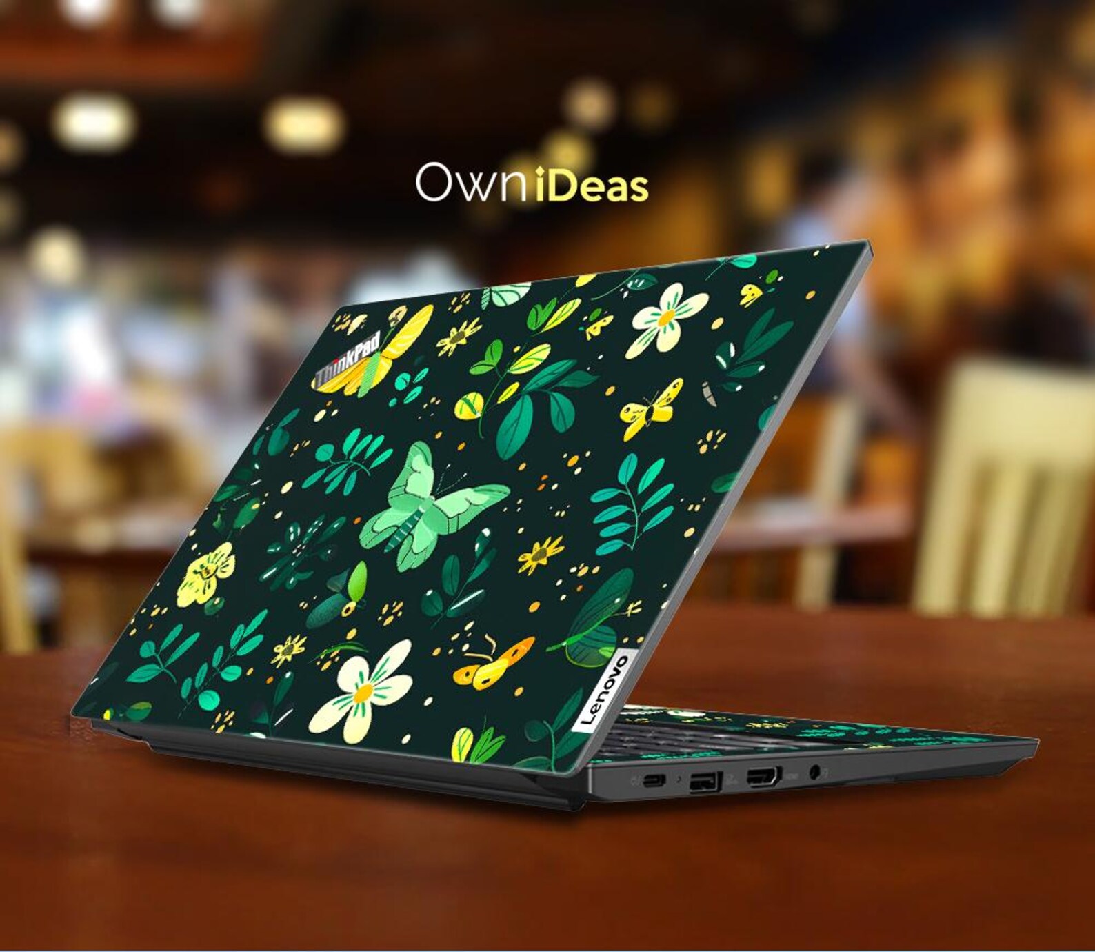 Lenovo Laptop Vinyl Sticker Green Butterfly Design Personalized Custom ...