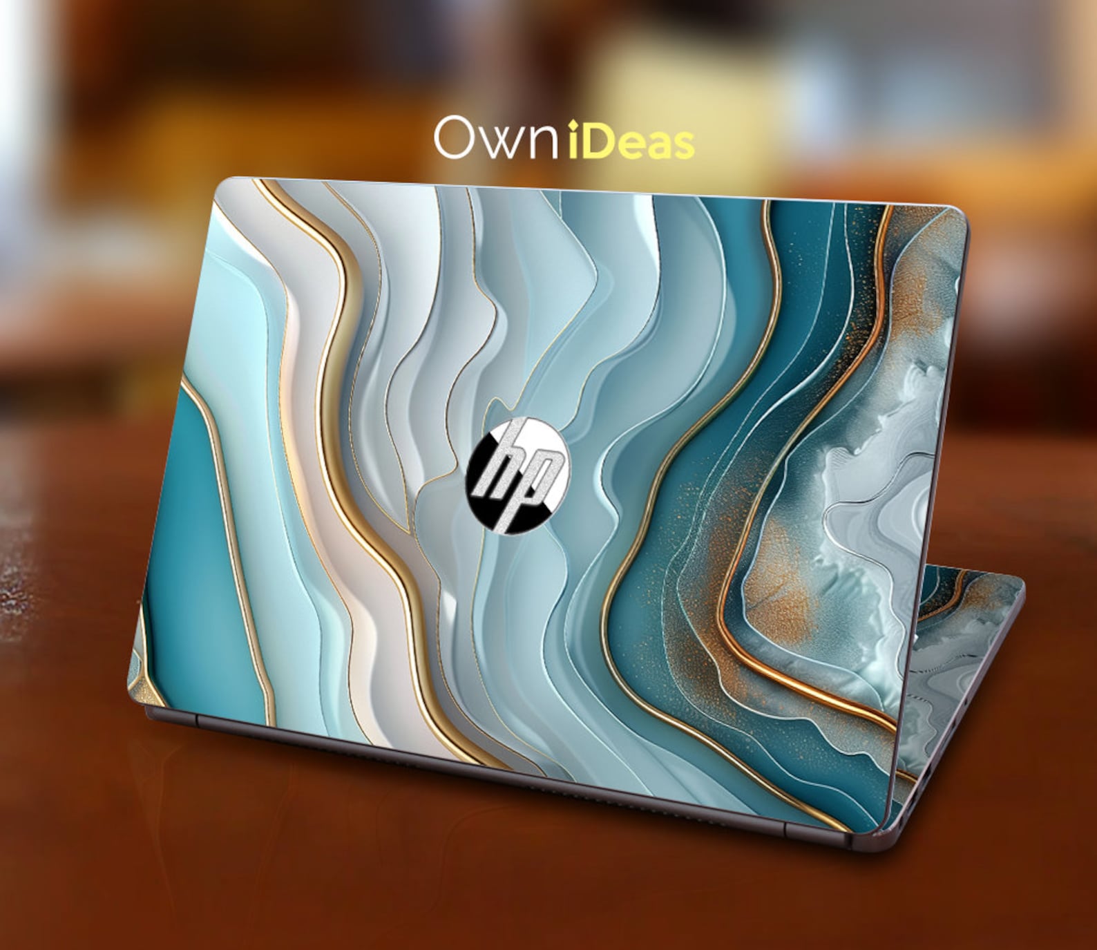 HP Laptop Vinyl Sticker Art Design Blue Texture Design Personalized ...