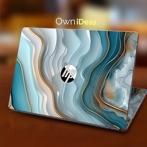 HP Laptop Vinyl Sticker Art Design Blue Texture Design Personalized ...