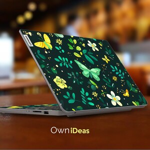Lenovo Laptop Vinyl Sticker Green Butterfly Design Personalized Custom ...