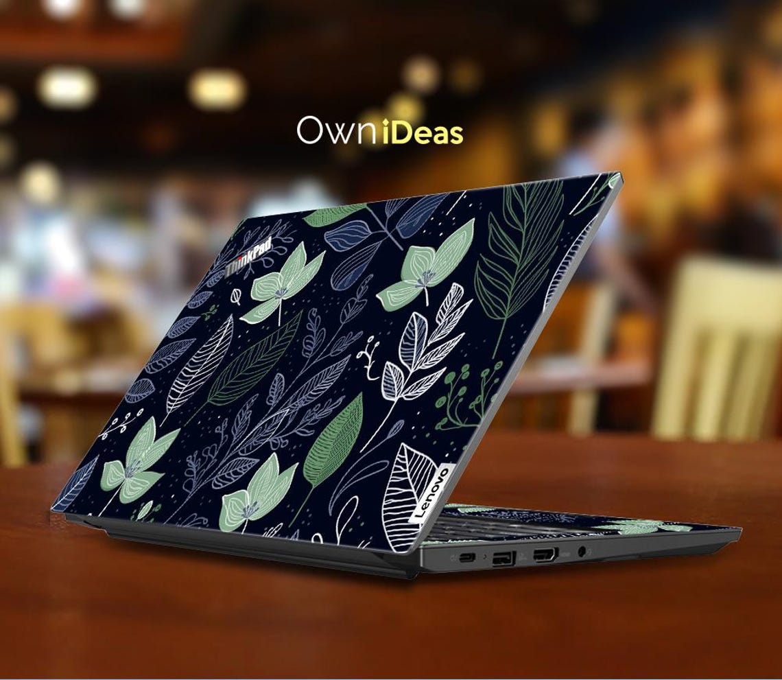 Lenovo Laptop Skin Green Leaf Pattern Design Personalized Gift for Yoga ...