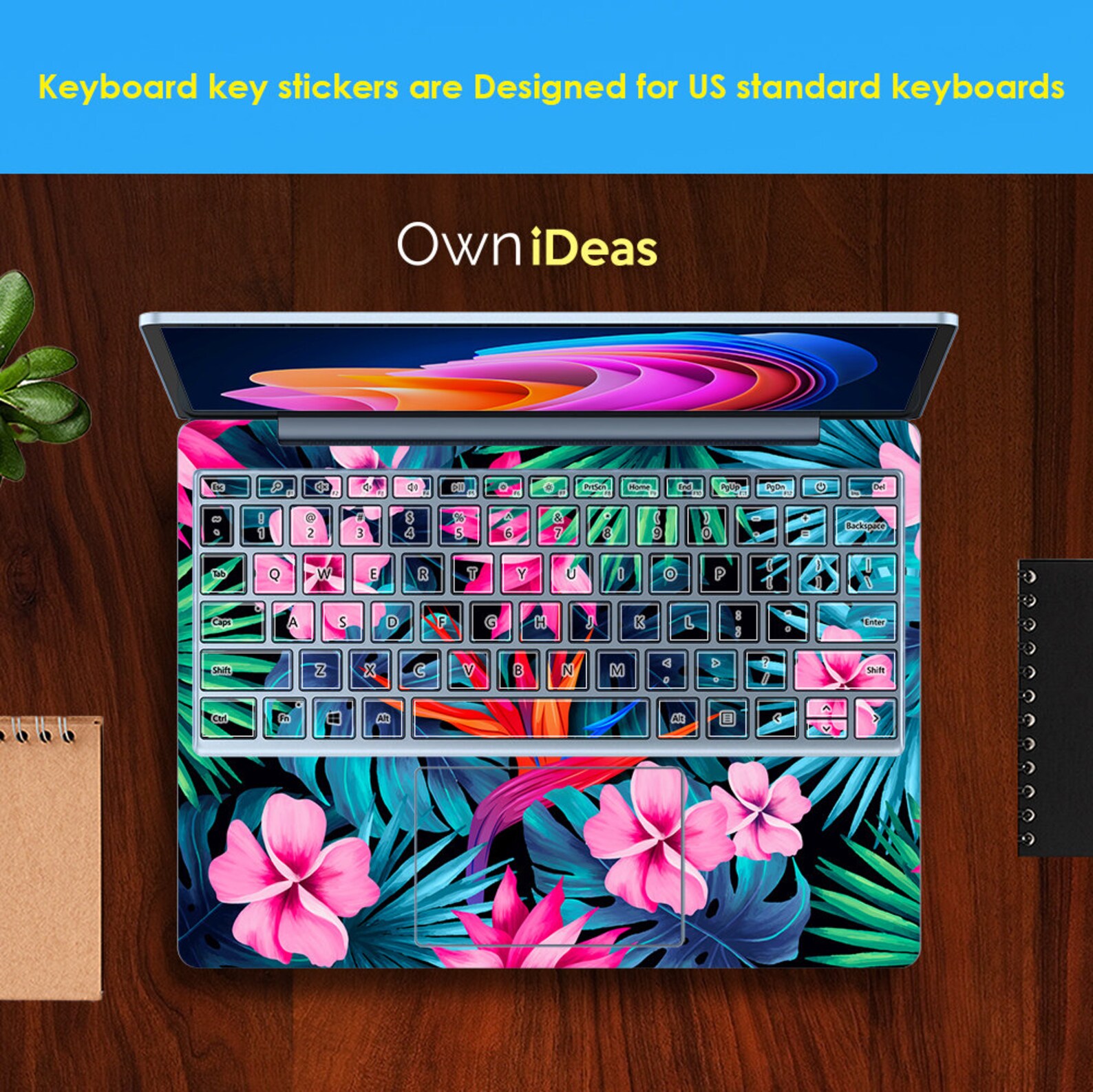 Surface Book 3 Decal Green Leaf Red Flower Design Customizable ...