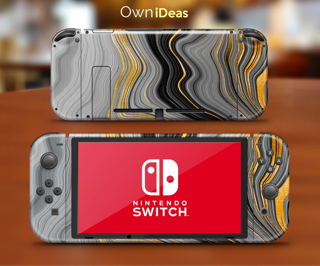 Nintendo Switch Vinyl Wrap Skin Black Abstract Curve Design ...