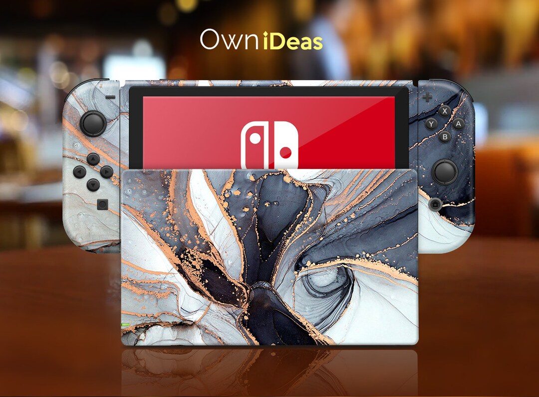 Custom Nintendo Switch Skins, Black Marble Texture Design Personalized ...