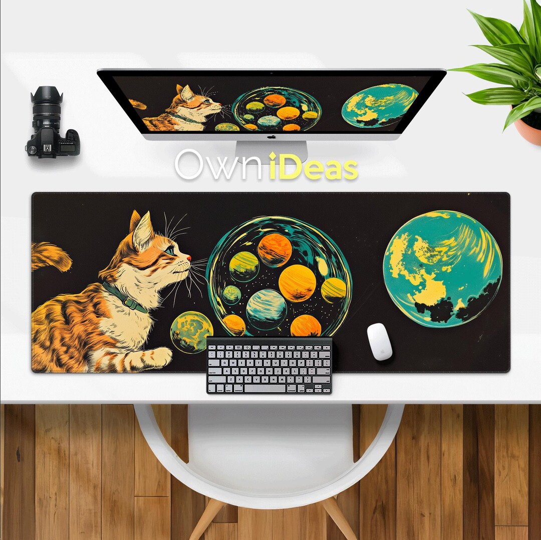 Cat Desk Mat Planet Design for Colleagues Office Accessories Mat Large ...