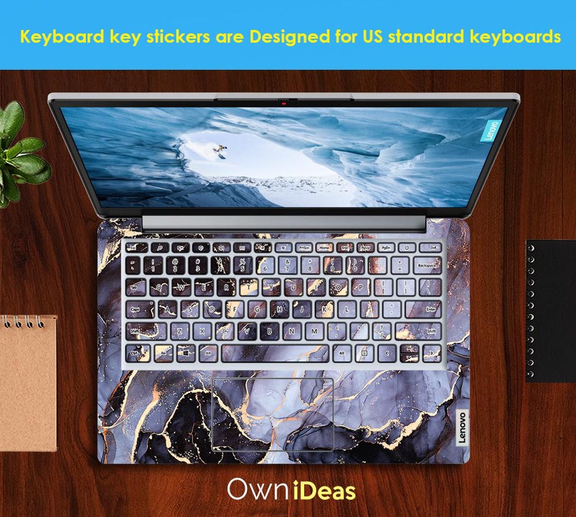 Lenovo Computer Sticker for Laptop Accessories Black Marble Design Cool ...