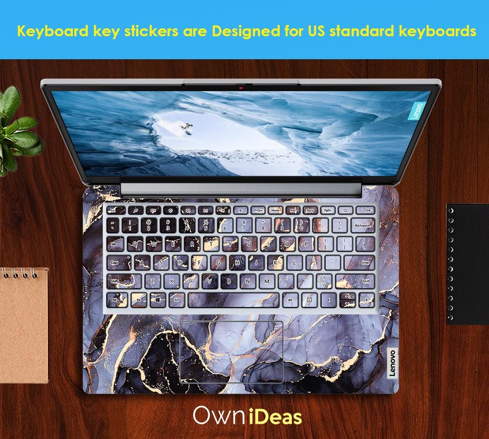 Lenovo Computer Sticker for Laptop Accessories Black Marble Design Cool ...
