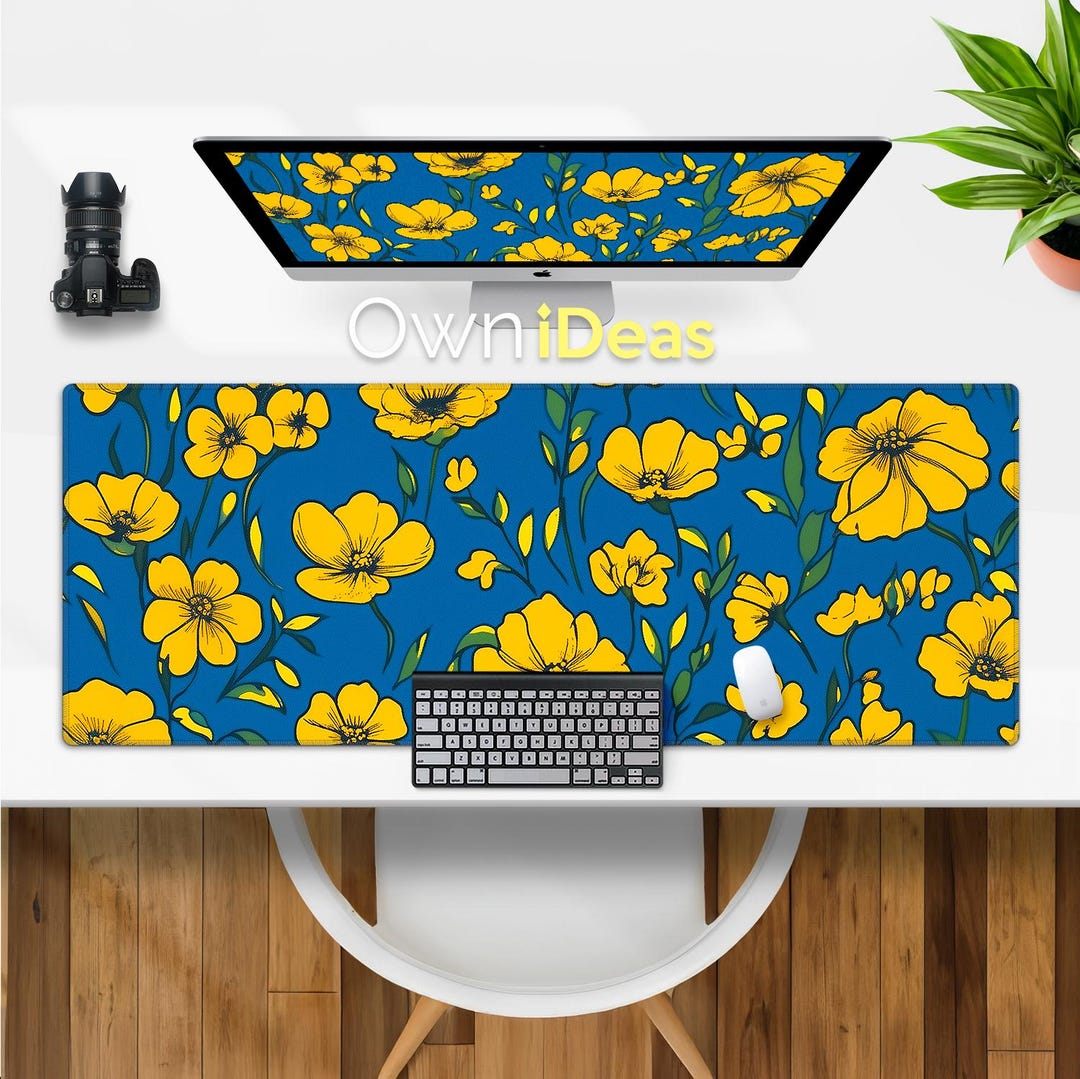 Computer Desk Pad Personalized Customized Yellow Flower Design Mouse ...