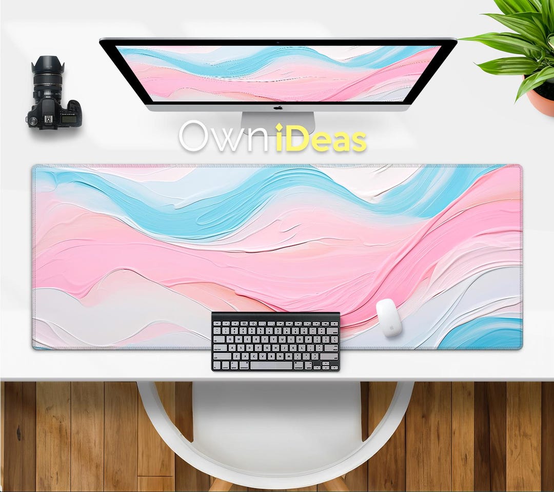 Pink Blue Desk Mat Oil Painting Pattern Design Office Accessories ...
