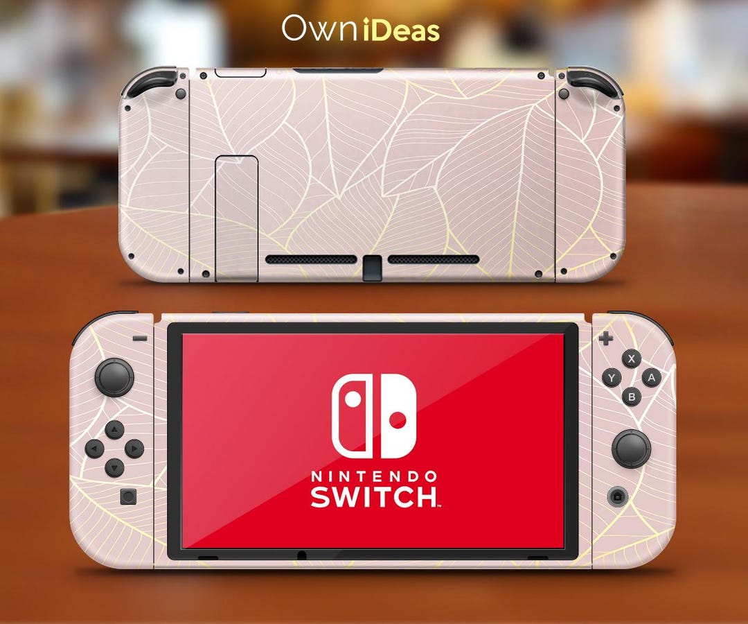 Nintendo Switch Decal Pink Leaf Texture Design Personalized Gift ...