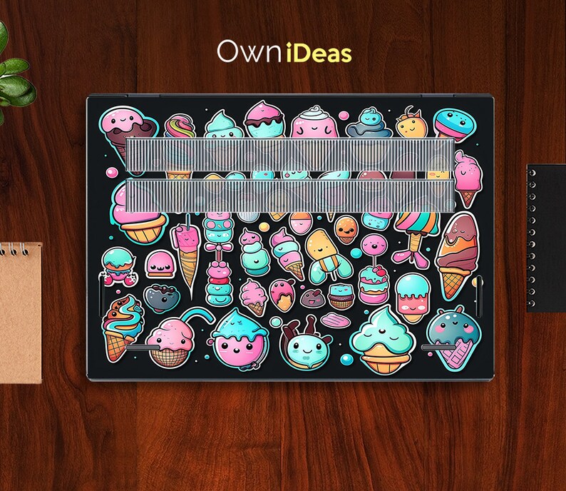 Hp Envy Skin Colorful Cute Ice Cream Patterns Design Personalized Art ...