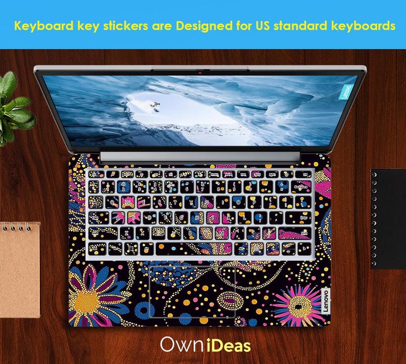 Lenovo Laptop Colorful Dot Plant Pattern Vinyl Sticker Personalized ...