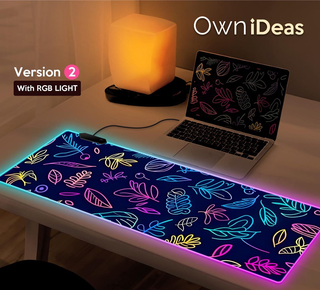Leaf Desk Mat Plant Mat Office Accessories Custom Mouse Pad Large RGB ...