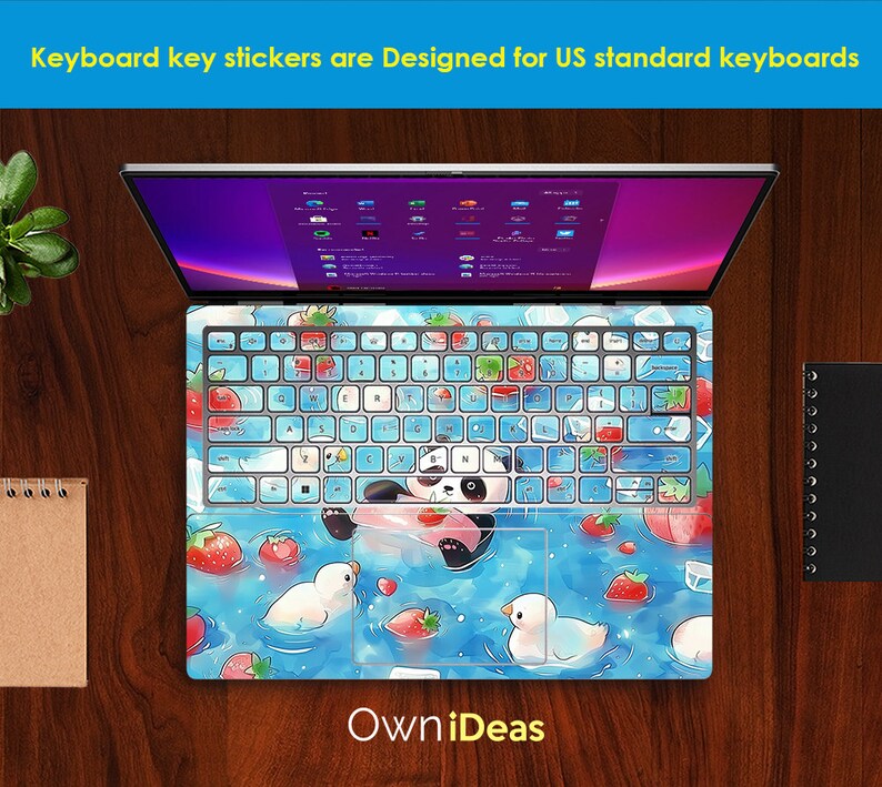 Dell Laptop Sticker Cute Panda Design Personalized Gift for Sister ...