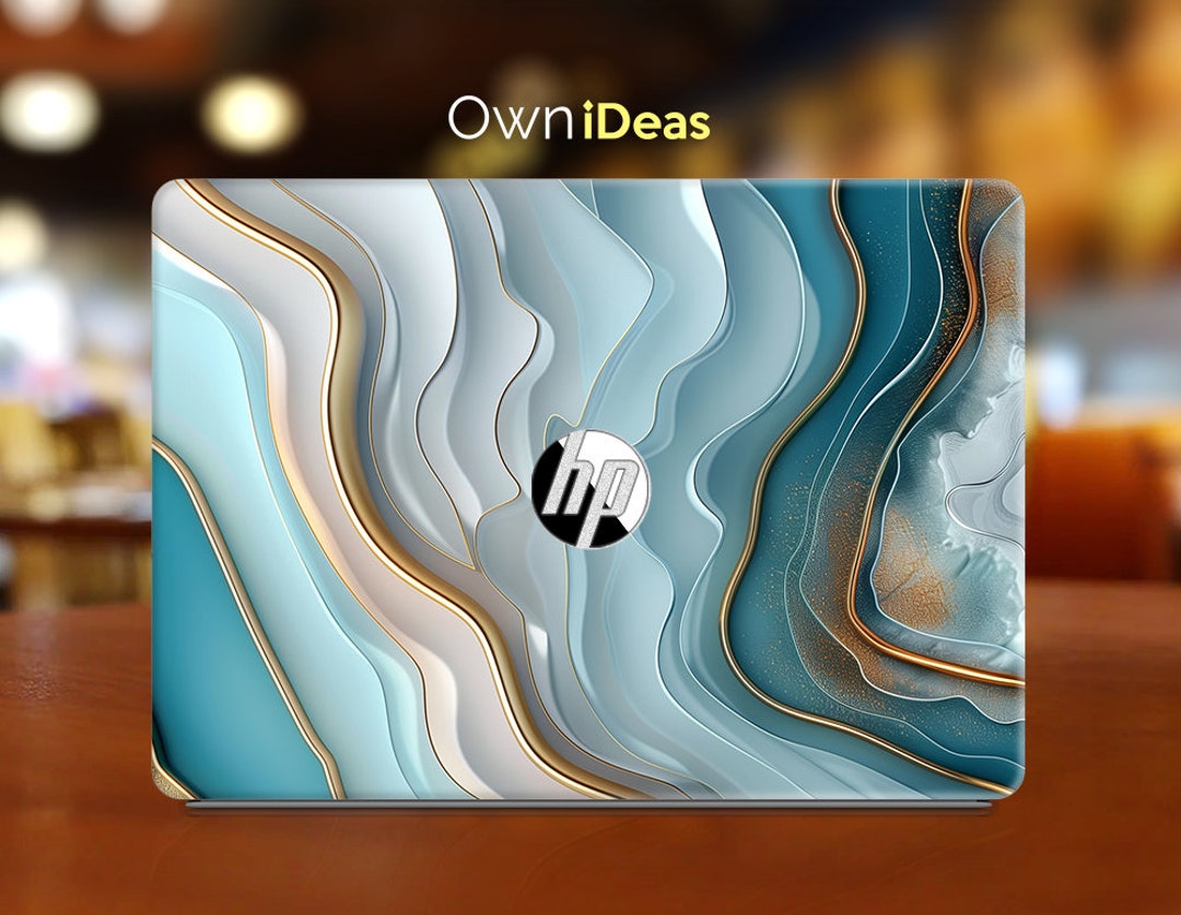 HP Laptop Vinyl Sticker Art Design Blue Texture Design Personalized ...