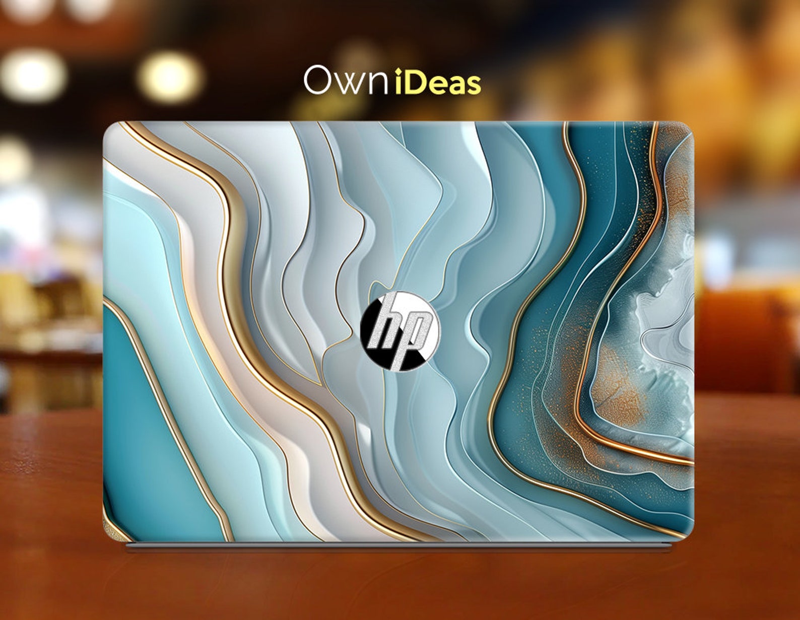 HP Laptop Vinyl Sticker Art Design Blue Texture Design Personalized ...