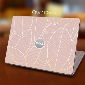 Dell Laptop Decal Aesthetic Pink Leaf Design Personalized Gift Custom ...