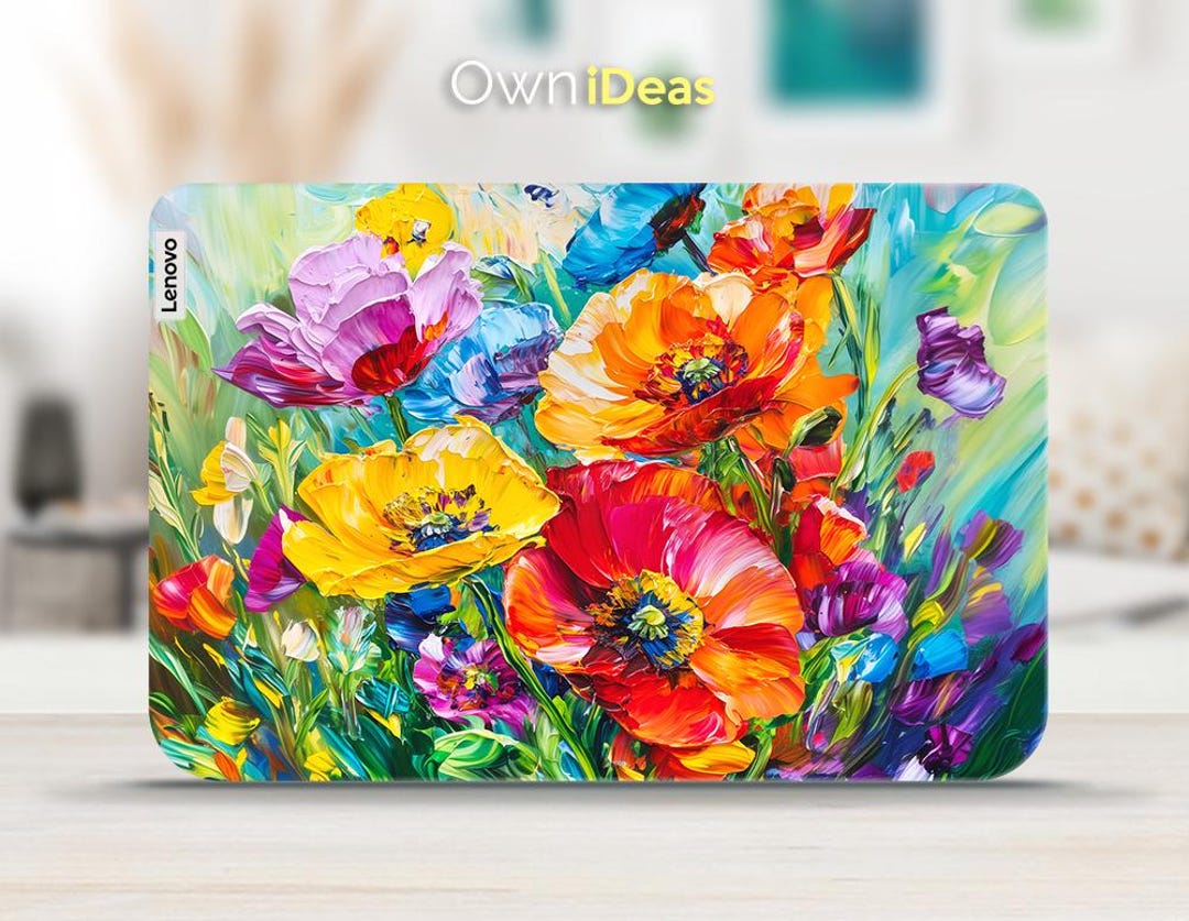 Lenovo Laptop Sticker Oil Painting Flower Vinyl Sticker Customizable ...