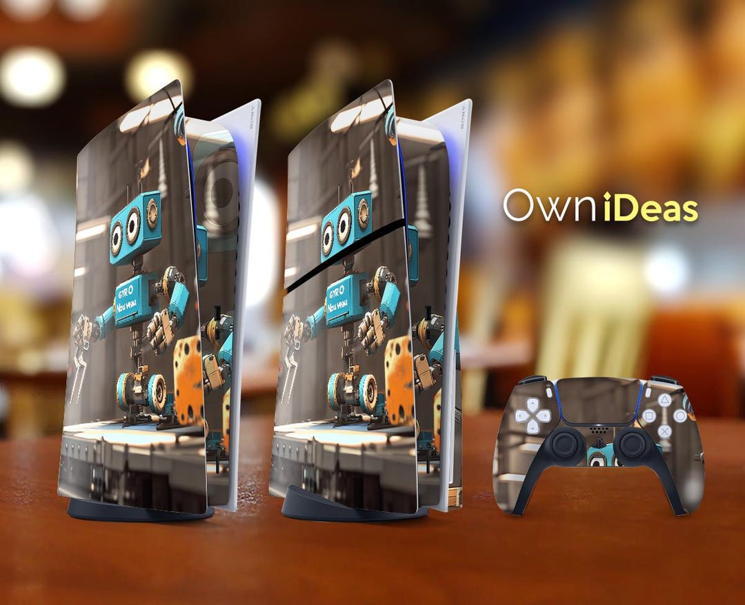 PS5 Slim Digital Console 3M Skin Orange Robotic Arm Design Customized ...