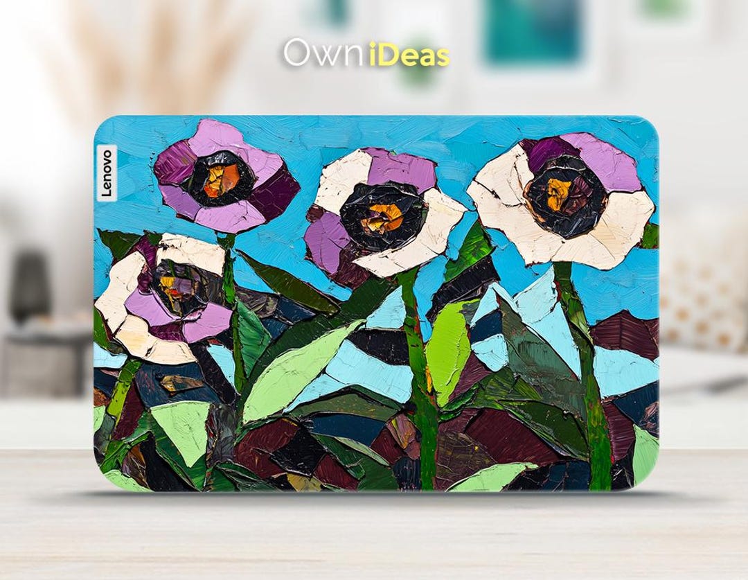 Lenovo Laptop Skin Abstract Oil Painting Flowers Pattern Vinyl Sticker ...