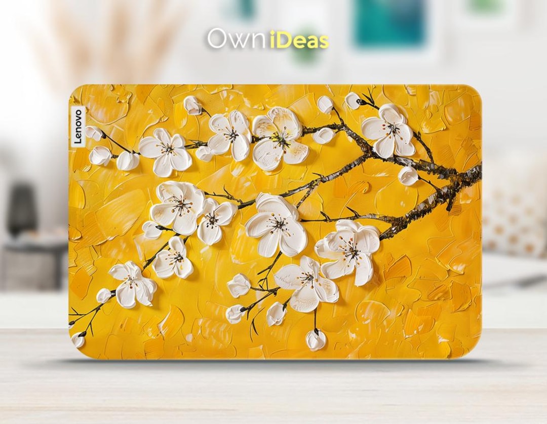 Lenovo Laptop Sticker White Flower Design Personalized Gift for Sister ...