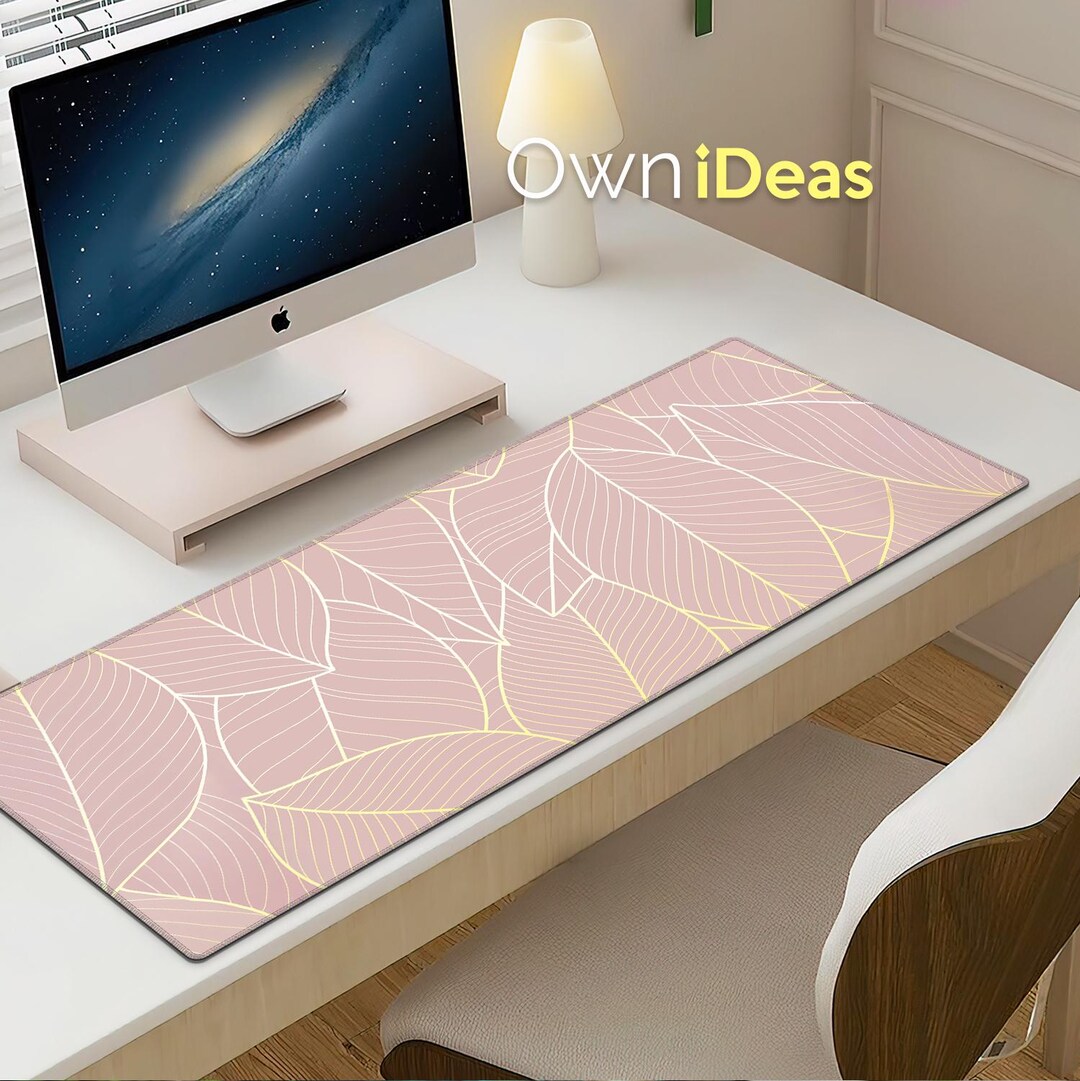 Pink Leaf Gift for Wife Aesthetic Design Office Accessory Pad Large RGB ...
