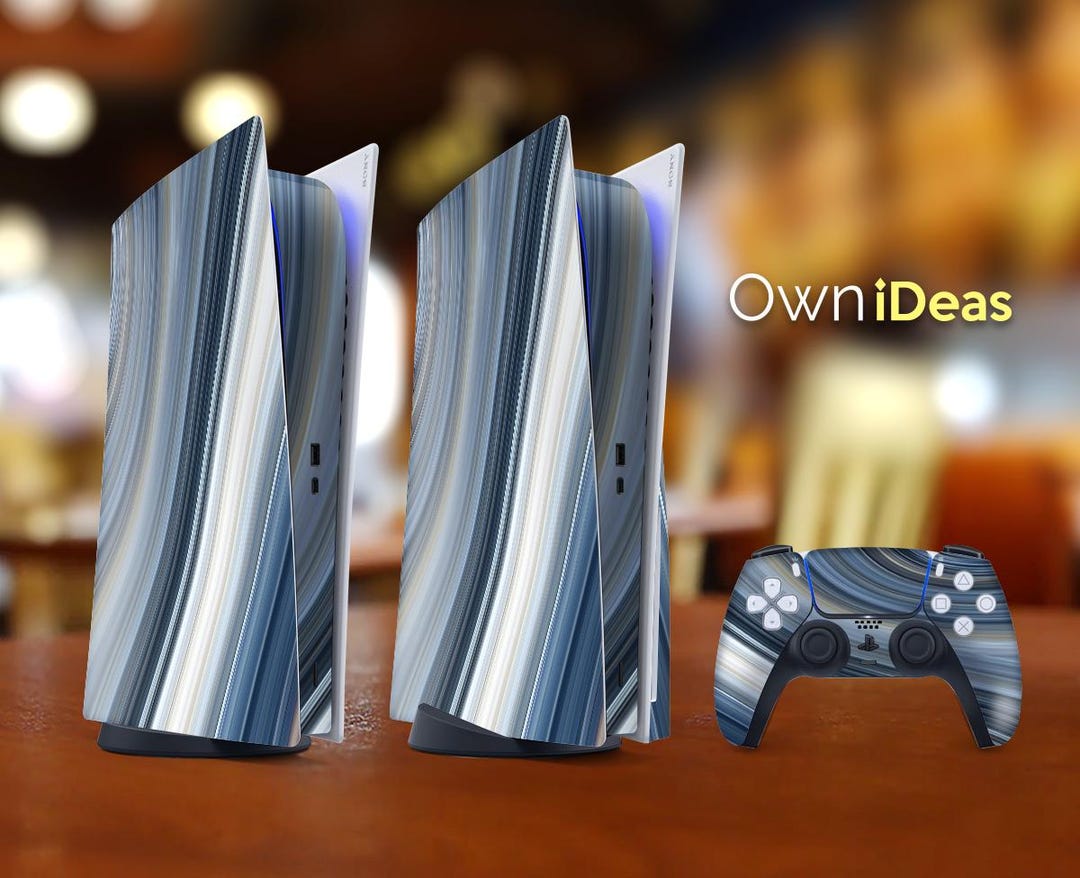 Ps5 Decal Skin Ps5 Console Wrap Blue Stripe Marble Texture Customizable ...