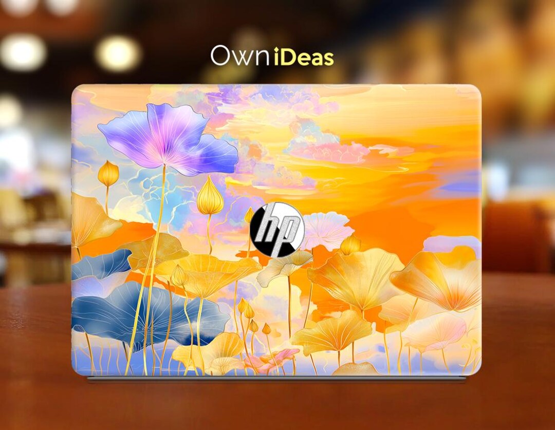 Hp Laptop Sticker Yellow Lotus Leaf Pattern Personalized Gift for ...