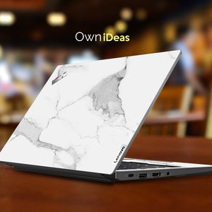 Laptop Skin, Lenovo Computer,white Marble Design,personalized Decals ...