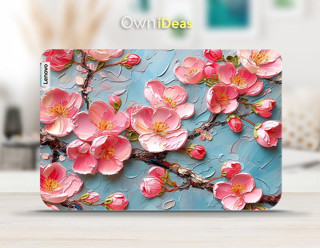 Lenovo Laptop Skin Pink Flowers Personalized Oil Painting Design ...