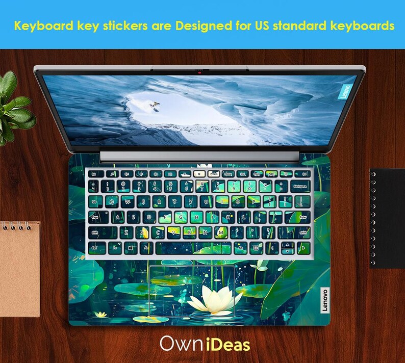 Lenovo Laptop Decal Customizable Lotus Pattern Personalized Gift Vinyl ...