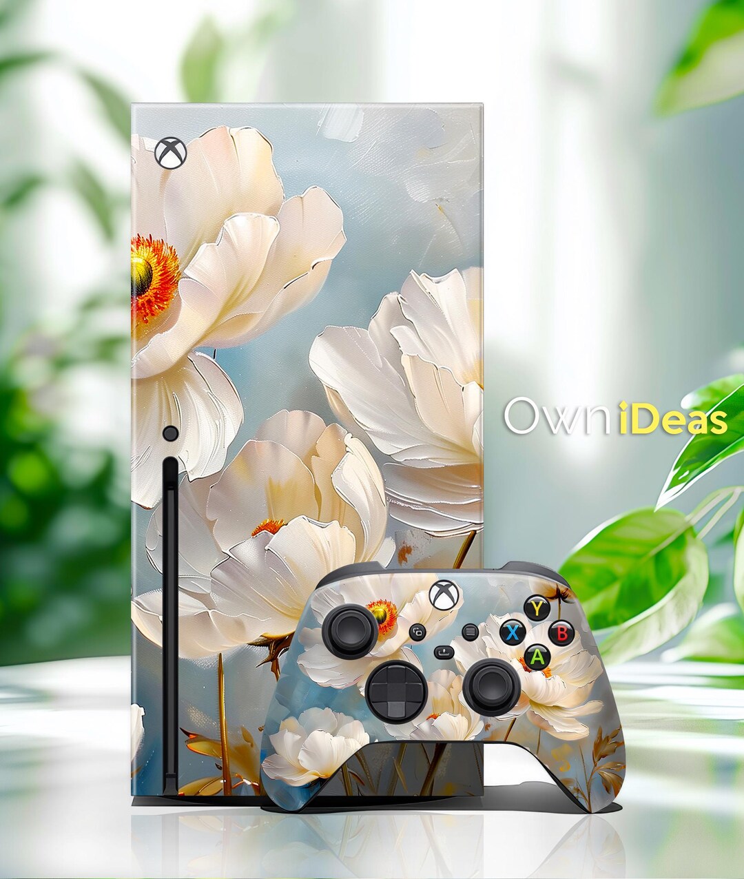 Xbox Series X Sticker White Flower Pattern Send Sister Vinyl Sticker for Xbox Series X Xbox ...