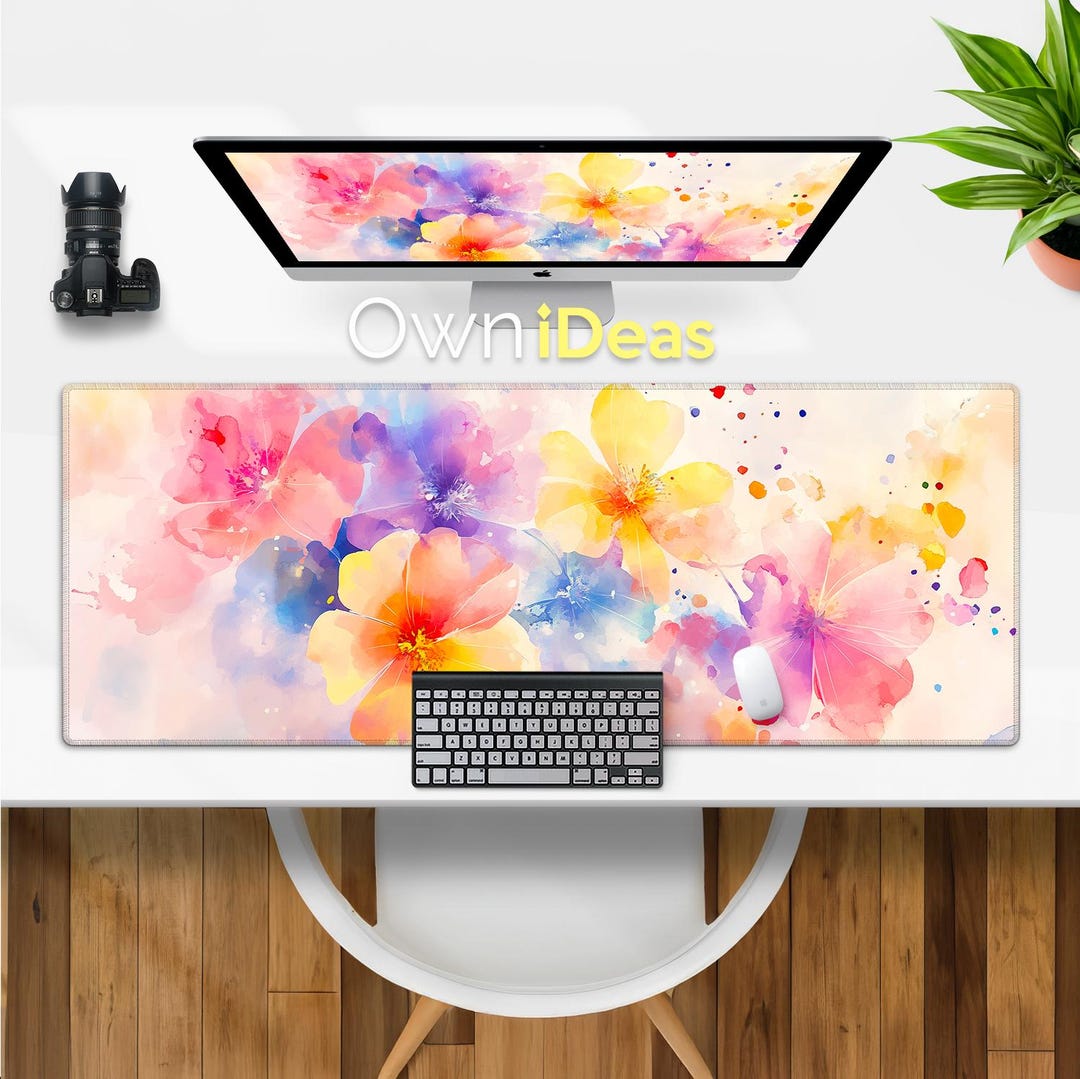 Cute Mouse Pad Unique Color Flower Pattern Desk Pad Office Accessories ...