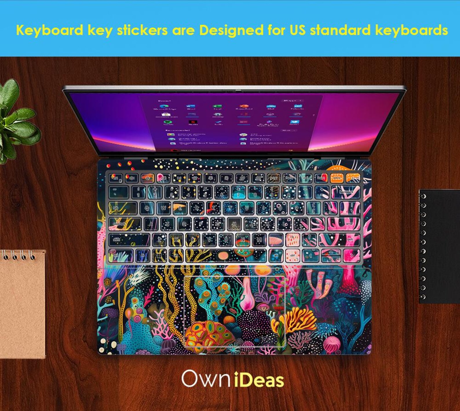 Hp Laptop Sticker Abstract Underwater Plant Design Personalized Gift ...