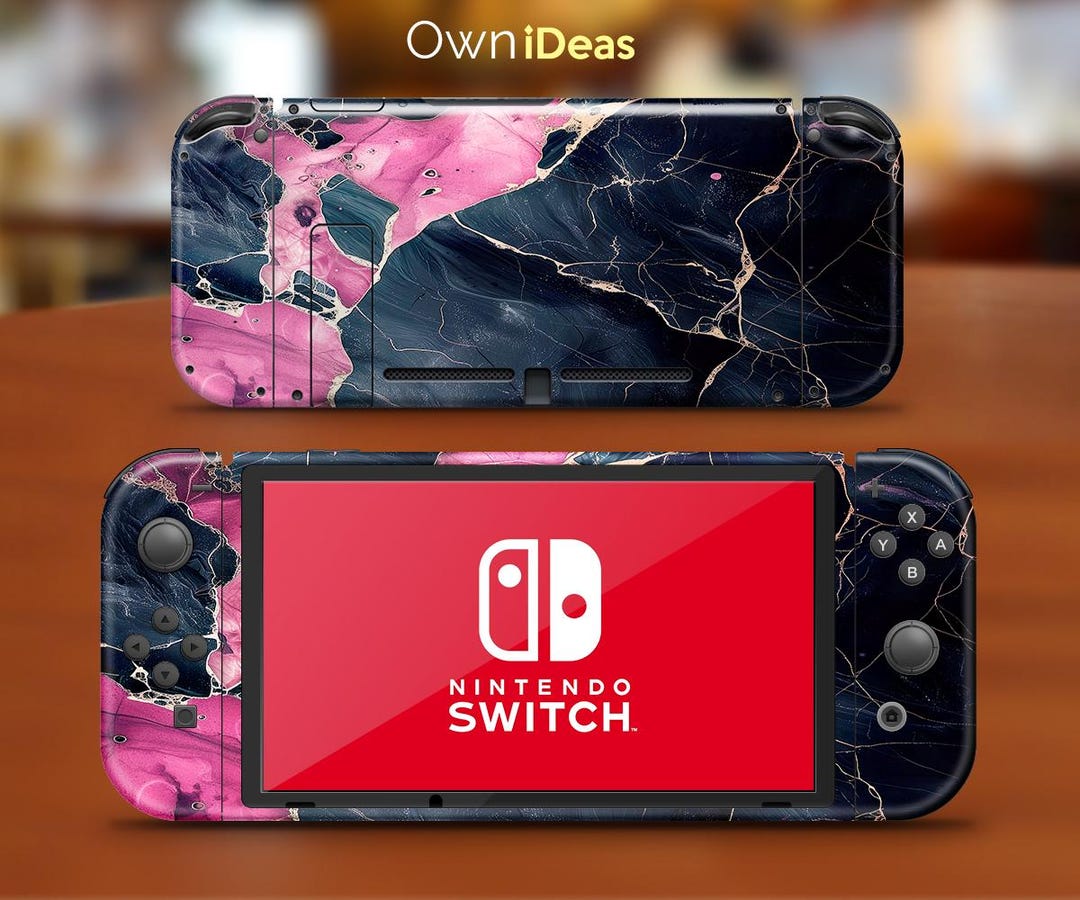 Personalized Nintendo Switch Accessories Black and Pink Marble Texture ...