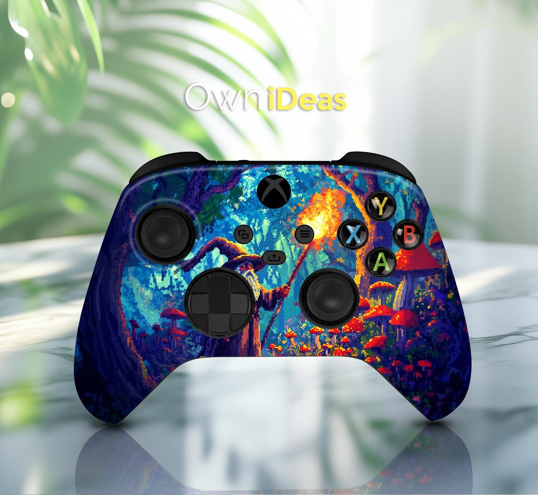 Xbox Controller Protective Film Pixel Style Magic Forest Vinyl Sticker for Xbox Series X Xbox ...
