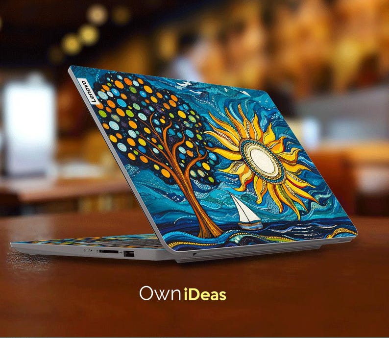 Lenovo Laptop Skin Oil Painting Sun Pattern Vinyl Sticker Personalized ...