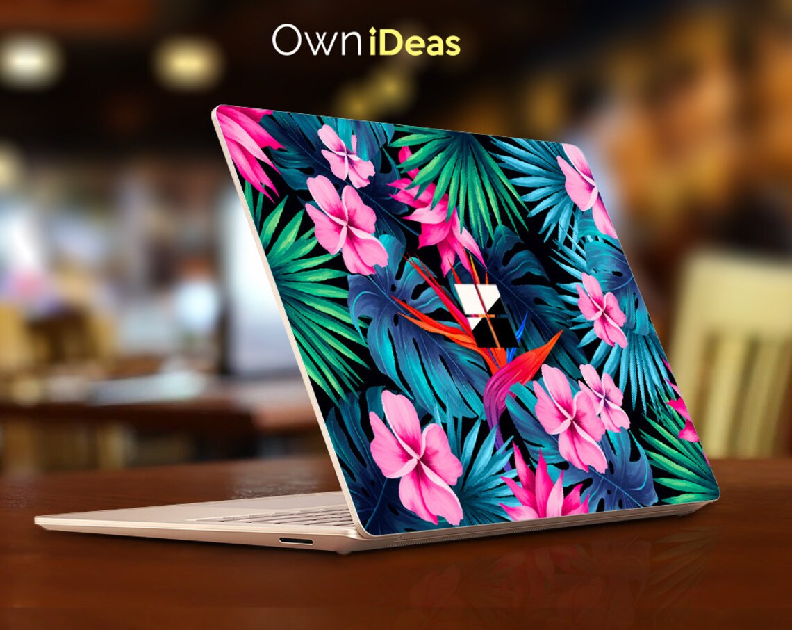 Surface Book 3 Decal Green Leaf Red Flower Design Customizable ...