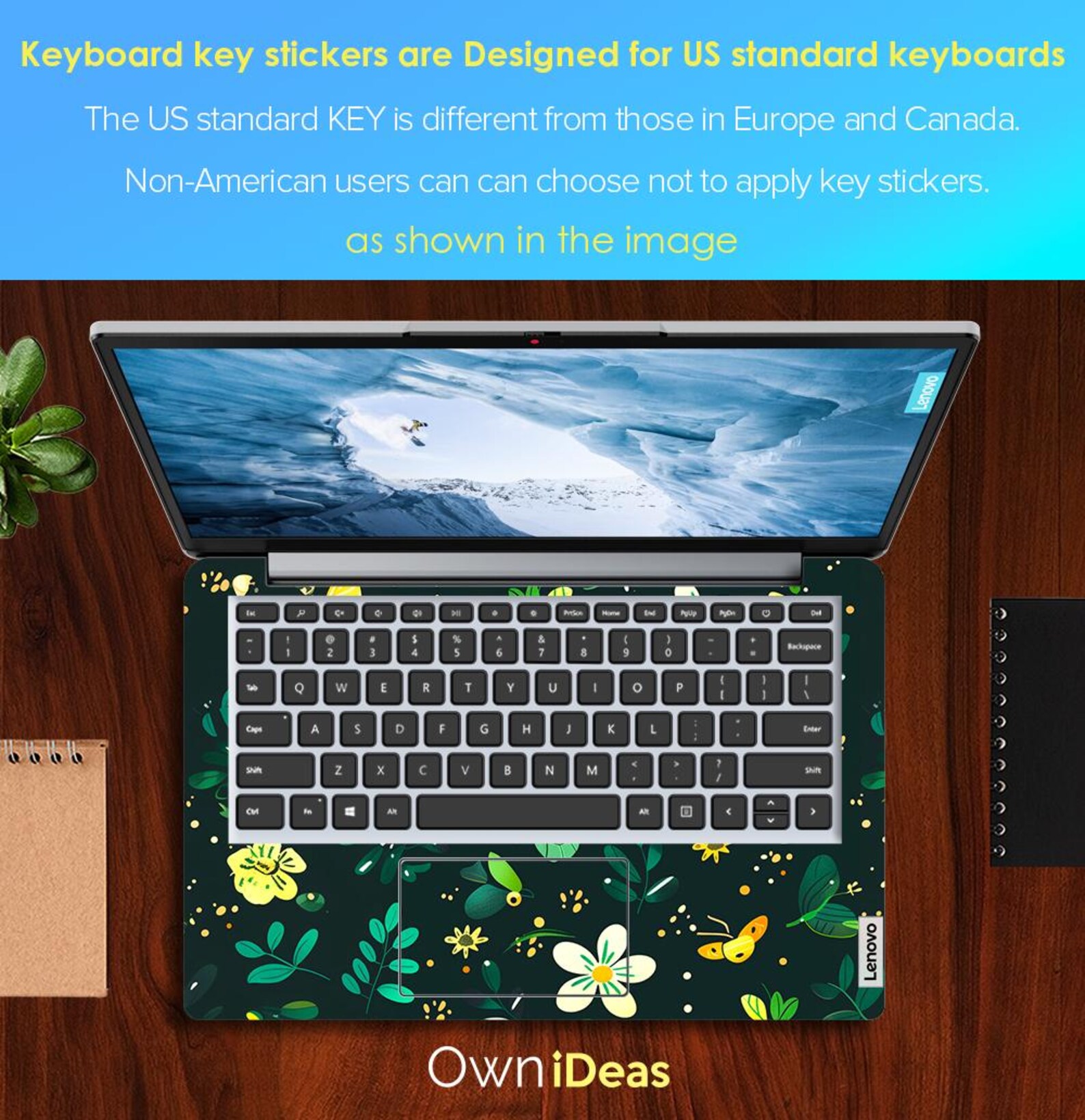 Lenovo Laptop Vinyl Sticker Green Butterfly Design Personalized Custom ...