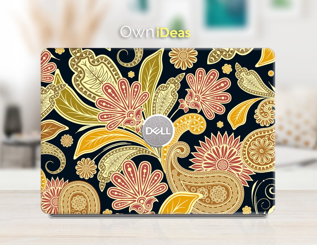 Dell Laptop Skin, Golden Flower Design Personalized Customizable Gift ...