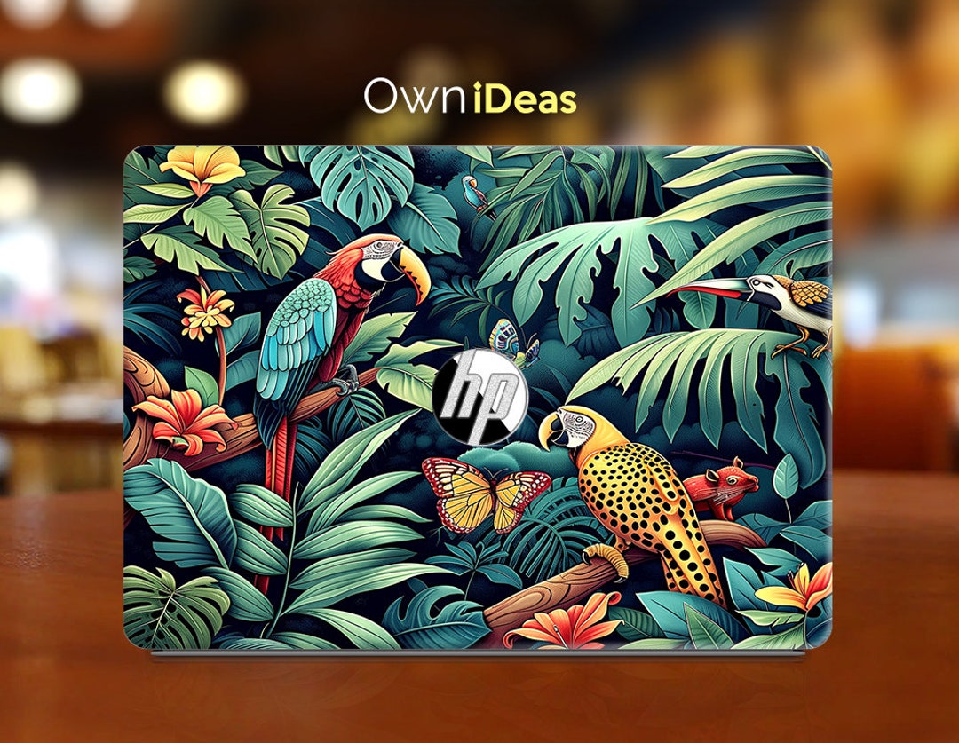 Hp Elitebook Laptop Vinyl Sticker Green Plant Bird Pattern Personalized ...