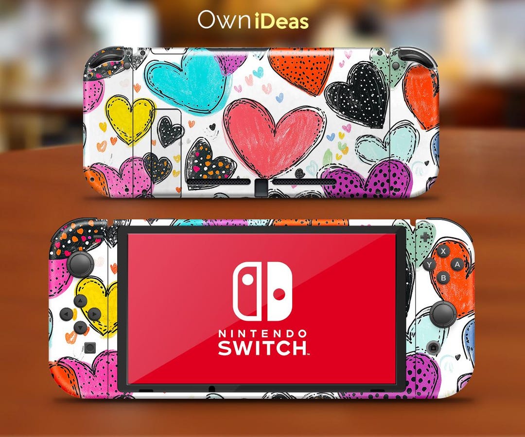 Cool Nintendo Switch Dock Skin Colorful Heart Design Customizable IP ...