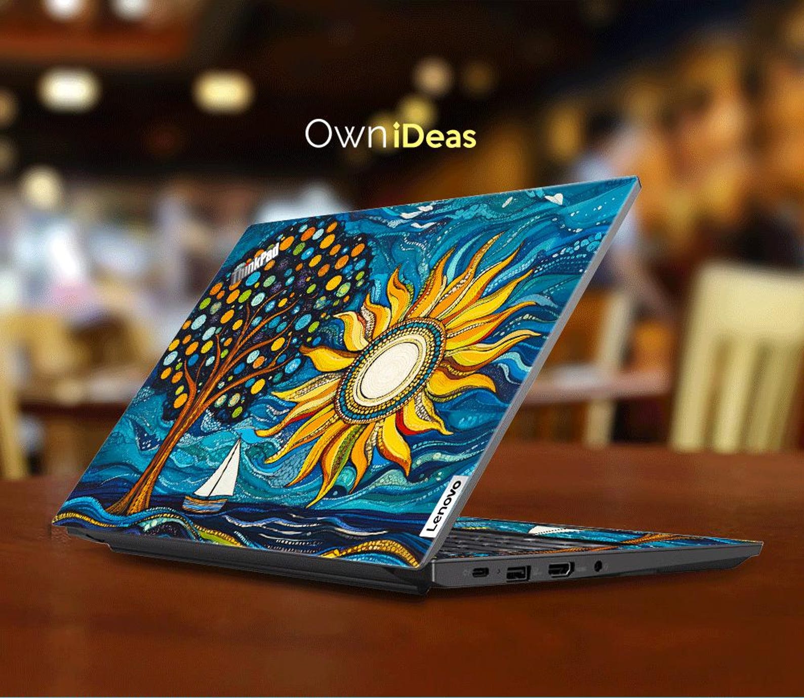 Lenovo Laptop Skin Oil Painting Sun Pattern Vinyl Sticker Personalized ...