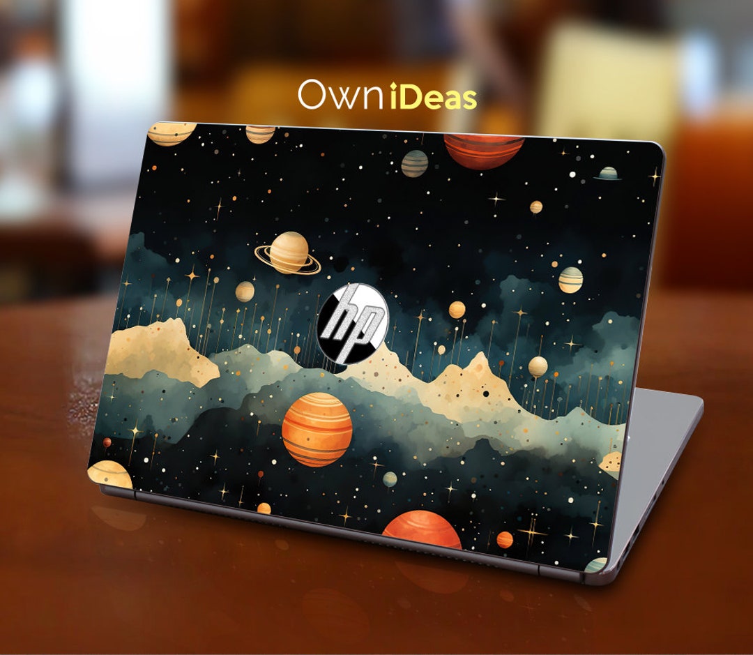 Hp Laptop Skin Distinctive Vinyl Decal Black Planet Design Personalized ...